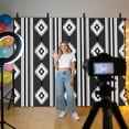 Black Southwestern Backdrops for Photography, Aztec Diamond Motif ...