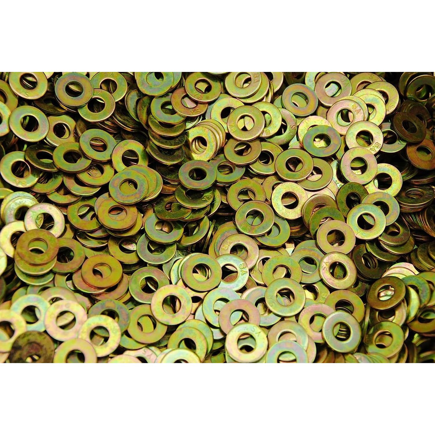 (1000) Hardened 1/4" USS Flat Washers - Grade 8 - Yellow Zinc Plated ...