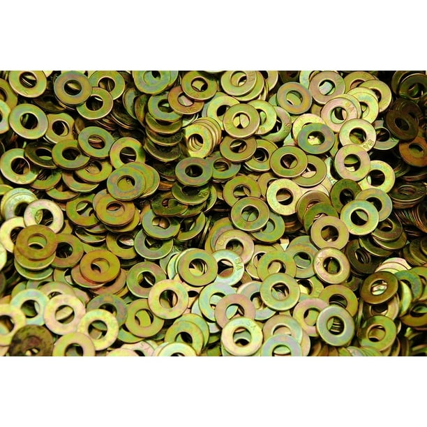 (1000) Hardened 1/4" USS Flat Washers - Grade 8 - Yellow Zinc Plated - Thru-Hard - Walmart.com