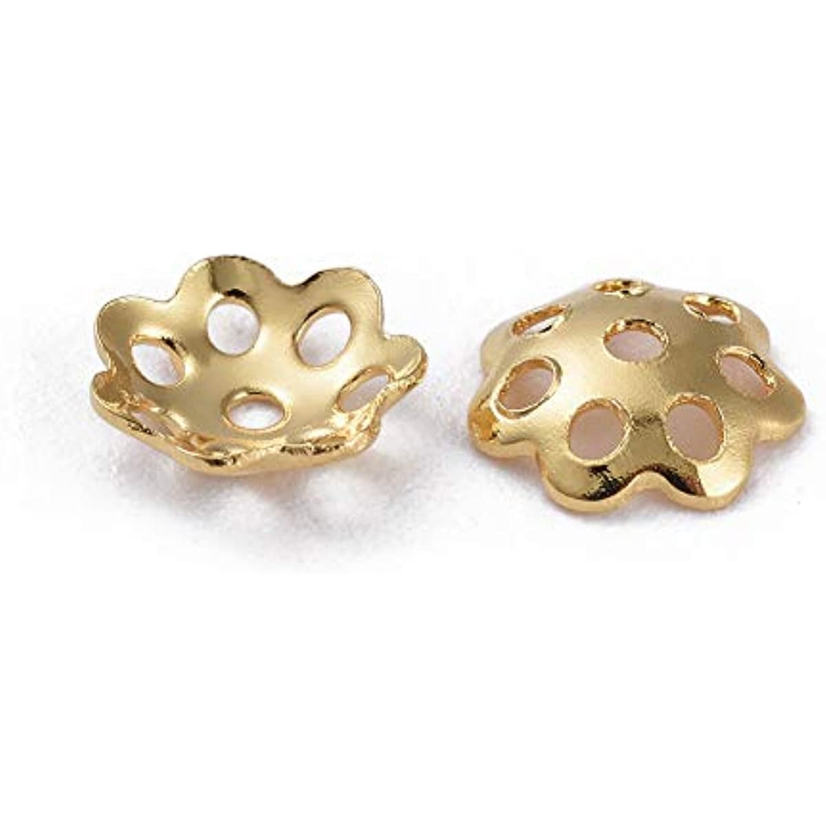 100pcs Golden Flower Bead Caps Stainless Steel Bead Caps 1mm Hole Bead ...