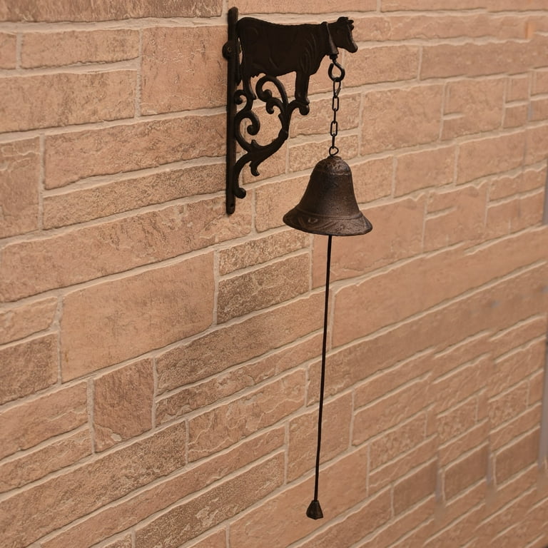 Iron Cow Vintage Cast Bell - Rustic Farmhouse Wall Decor With 24" Rope ...