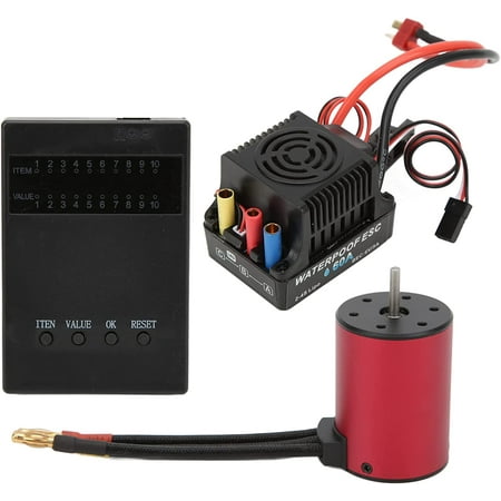 3900KV RC Car Brushless Motor with 60A ESC & Programming Card for 1/10 ...