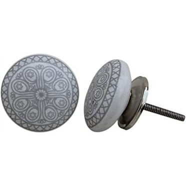 JGARTS 10 Knobs Grey & White Cream Hand Painted Ceramic Knobs Cabinet Drawer Pull Pulls New (10 ...