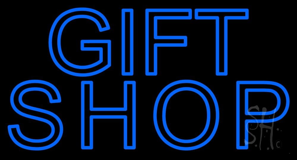 Blue Gift Shop LED Neon Sign 20 x 37 - inches, Black Square Cut Acrylic ...