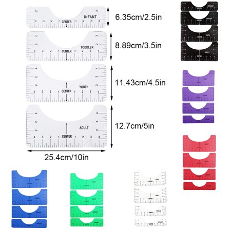 4 Pieces T-Shirt Alignment Rulers Durable Painting Set Guiding Stencils ...