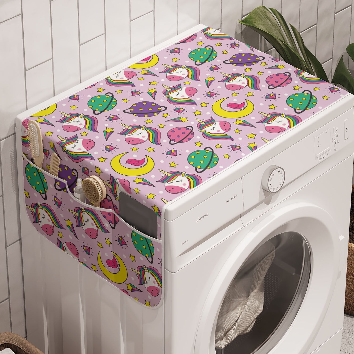 Childish Washing Machine Organizer, Unicorn Planets Moon Shooting Stars ...
