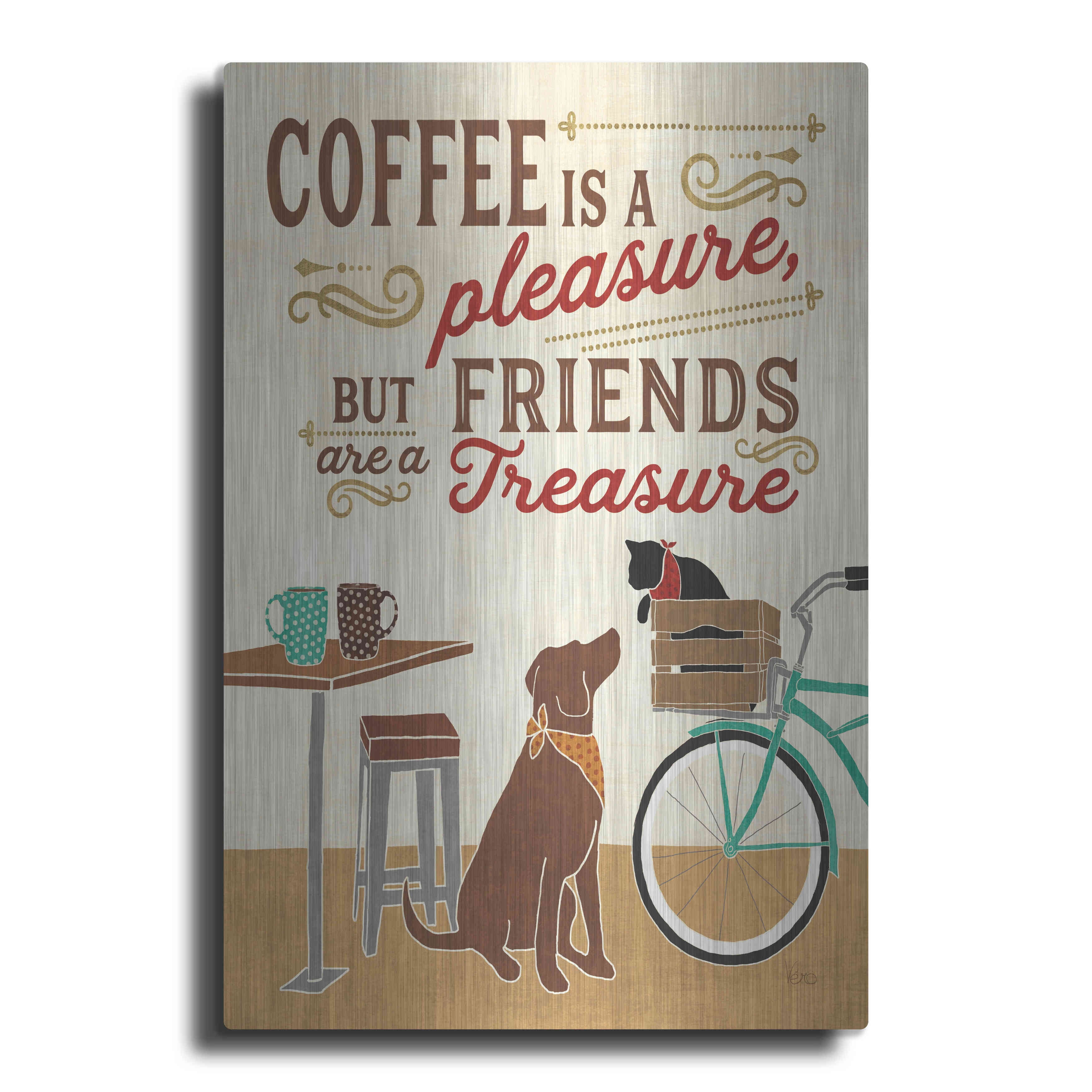 Luxe Metal Art 'Coffee and Friends II' by Veronique Charron, Metal Wall ...