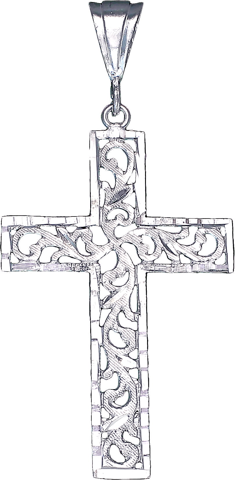 Sterling Silver Cross without Jesus Pendant Necklace with Diamond Cuts ...