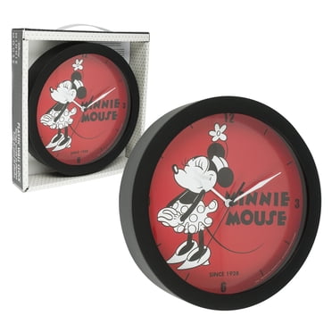 Disney Mickey & Minnie Mouse Cartoon Ears Quartz Wall Clock, Cordless ...