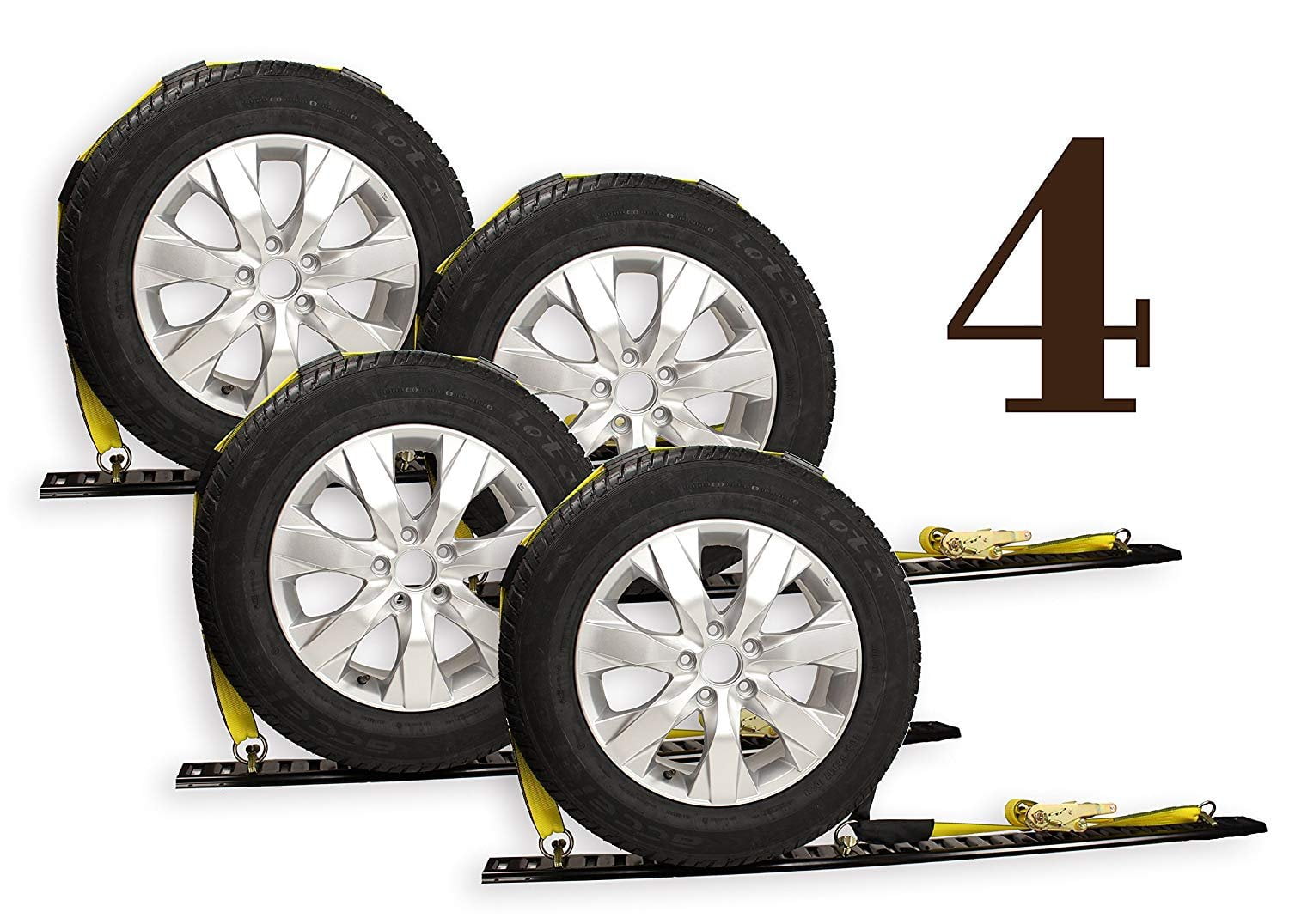 4 Wheel Straps with E-Track Fittings and 3 Rubber Blocks | 11’ x 2 ...