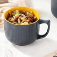 32oz Ceramic Soup Bowl with Handle & Lid, Microwave Safe Ramen Bowl ...