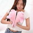 Women Winter Cute Pink Pig Animal Cartoon Plush Slippers Non-Slip Furry ...