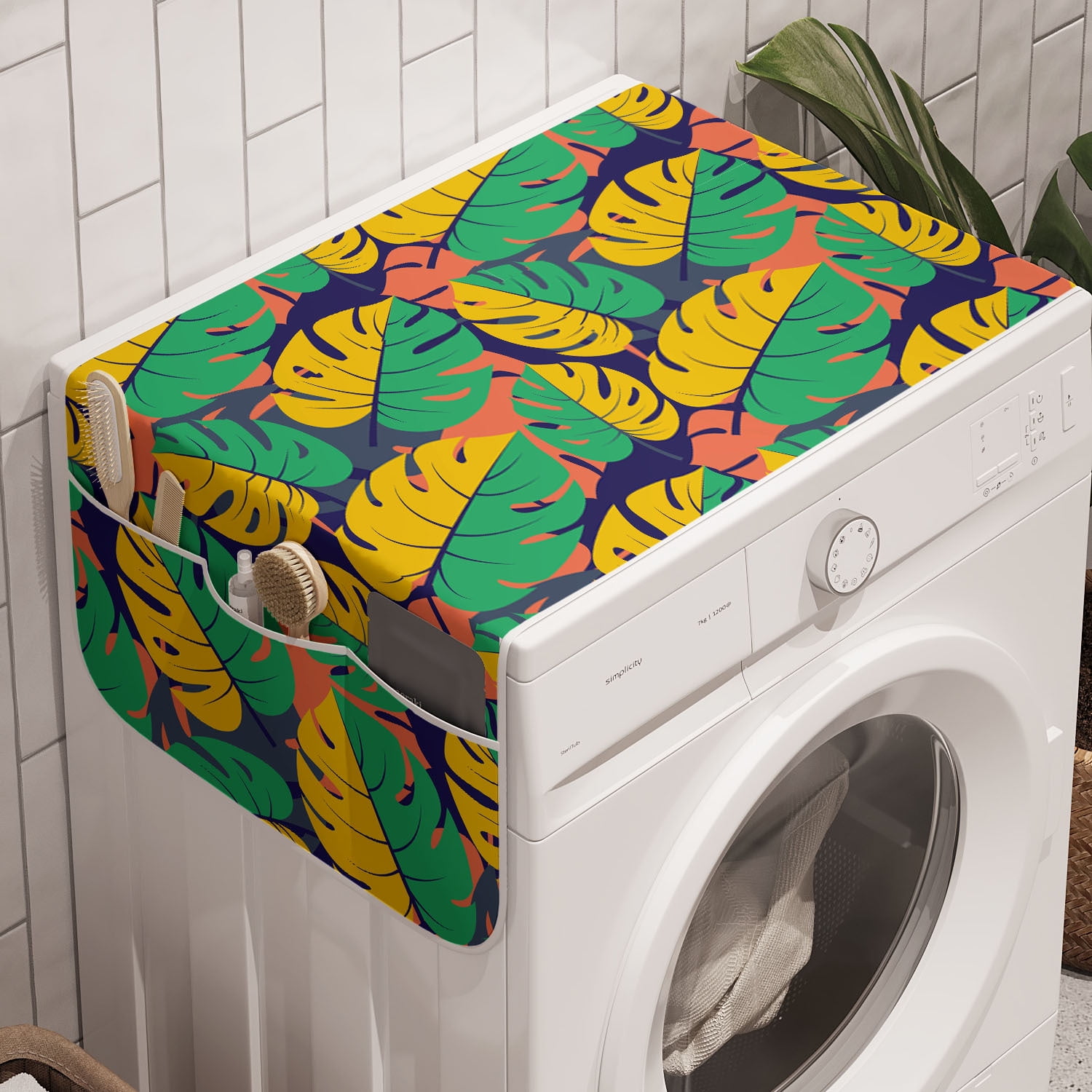 Exotic Washing Machine Organizer, Colorful and Abstract Tropical Jungle ...