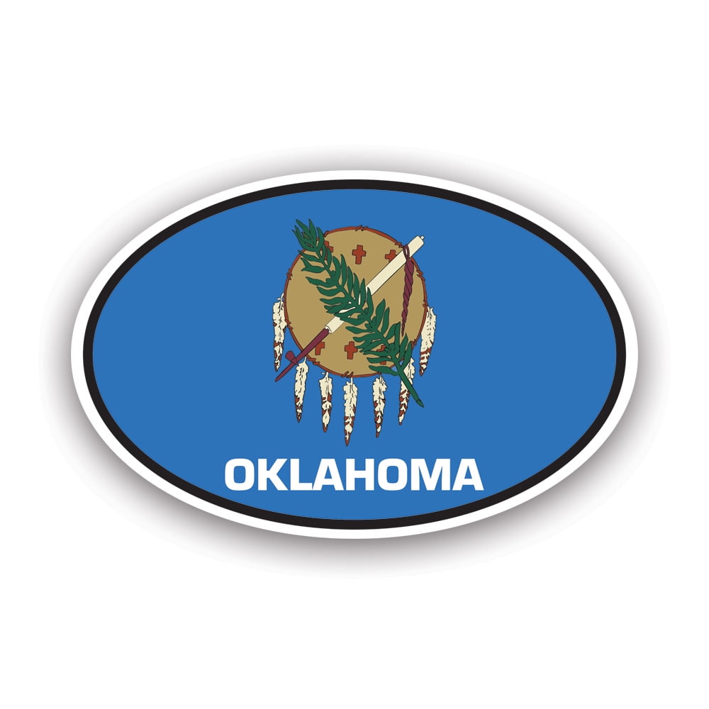Oklahoma Flag Oval Sticker Decal - Self Adhesive Vinyl - Weatherproof ...