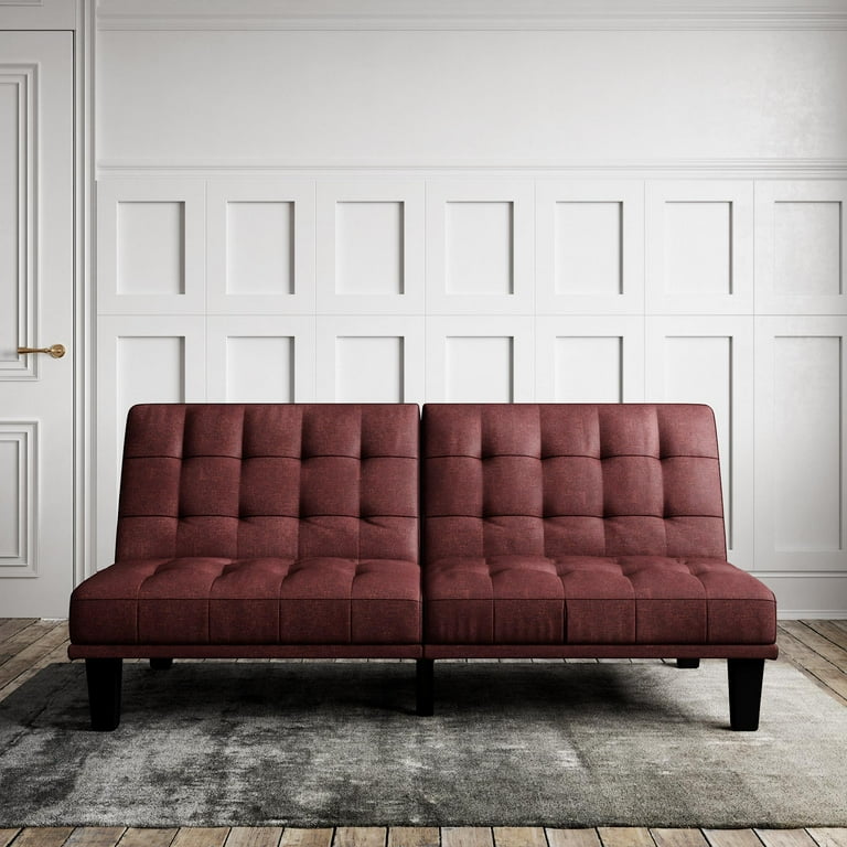 DHP Dexter Futon Lounger Modern Convertible Sleeper Sofa Bed for Small Spaces Berry Walmart