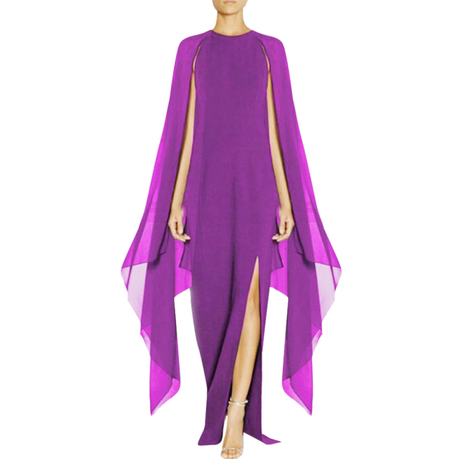 JDEFEG Womens Petite Dresses Womens Dress Deep Slim Waist Solid Split ...