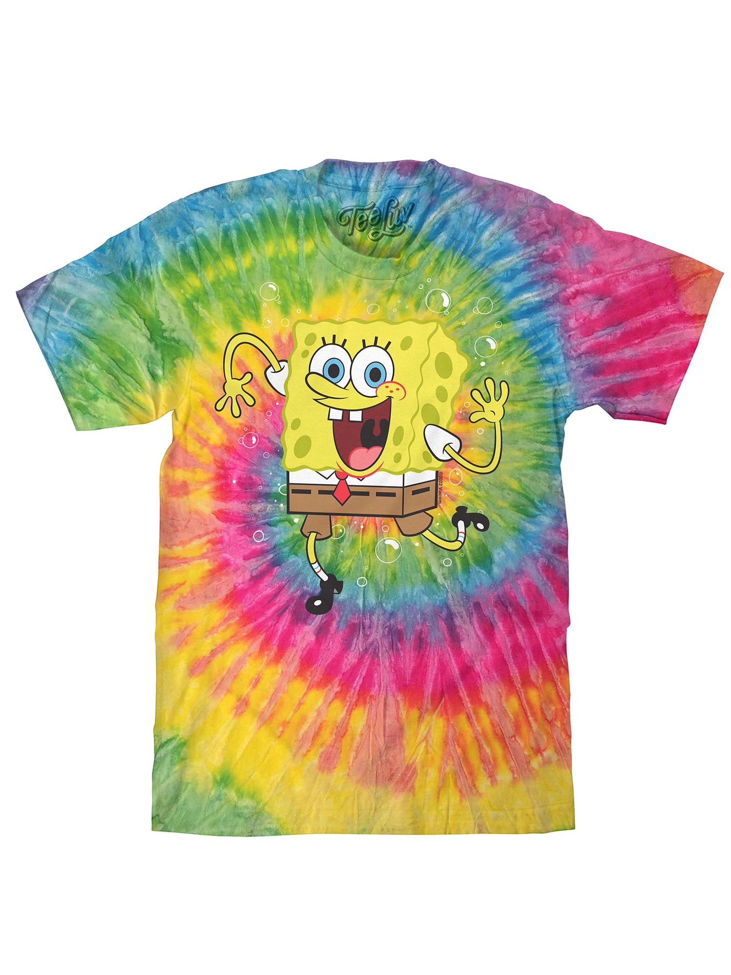 Tee Luv Men's SpongeBob SquarePants Cartoon Tie Dye T-Shirt (M ...