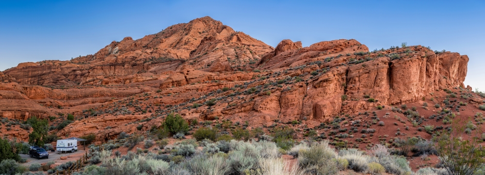 Camper at Red Cliff Campground, Red Cliffs Recreation Area, St. George ...