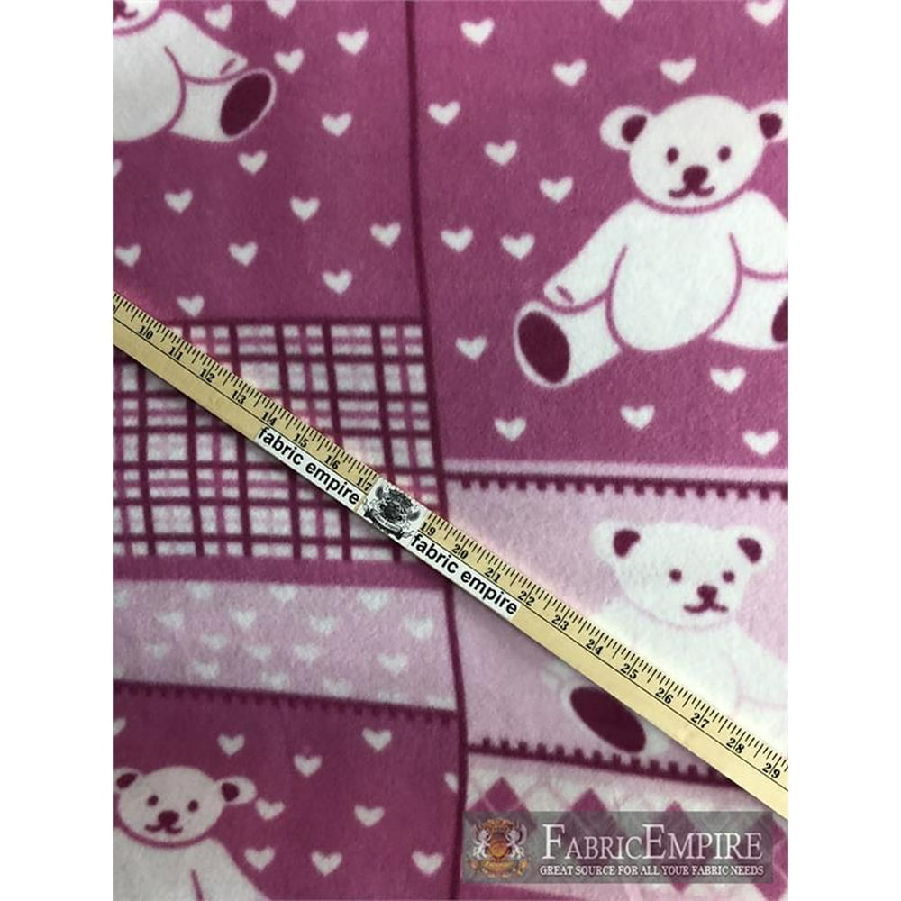Fleece Printed *TEDDY BEAR PINK * Fabric / 58'' wide / Sold by the yard ...