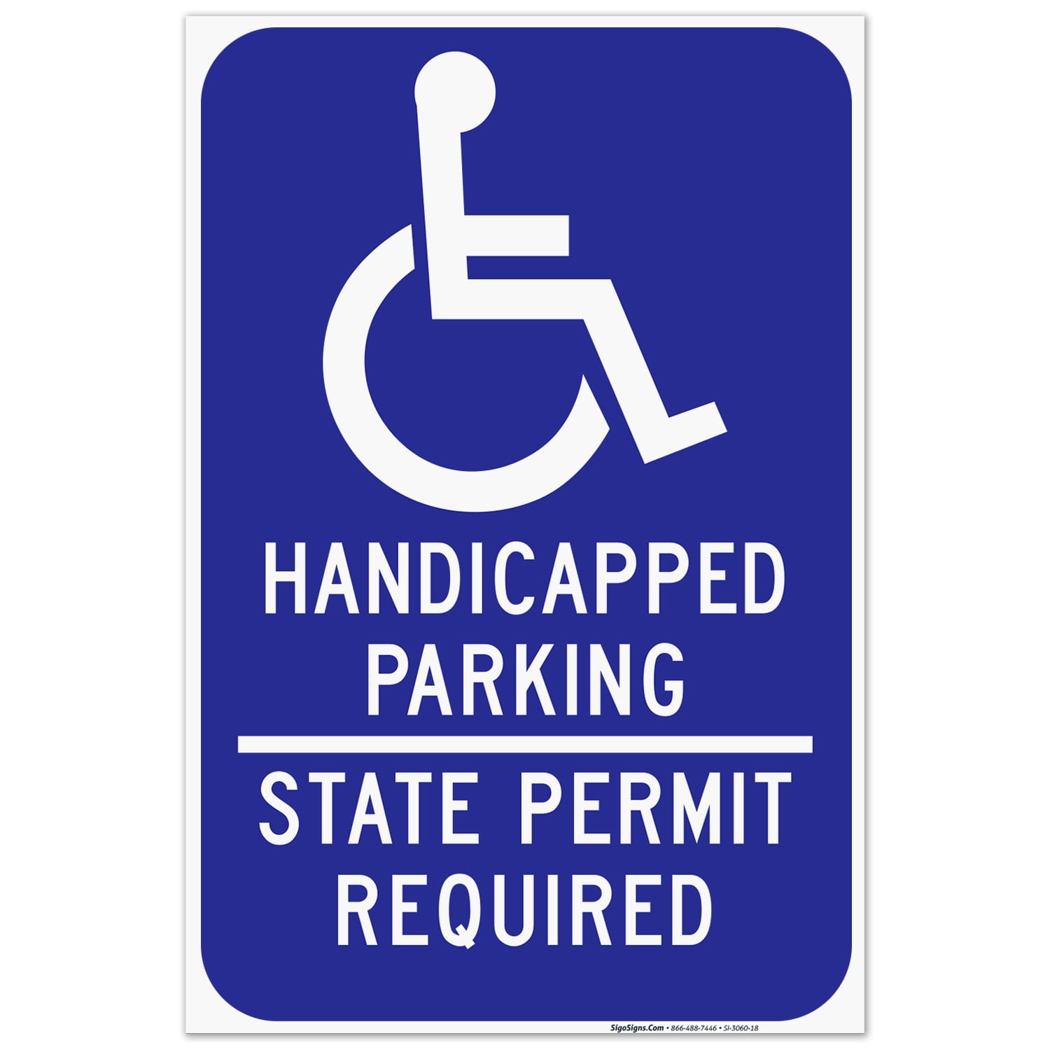 Texas Handicap Parking Sign, State Permit Required Sign, 24x36 ...