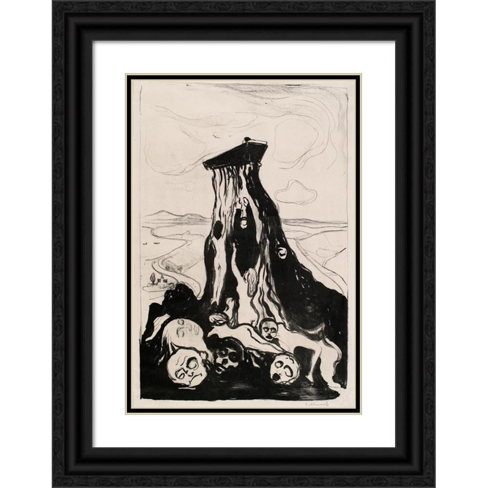 Edvard Munch 14x18 Black Ornate Wood Framed Double Matted Museum Art ...