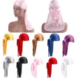 Fashion Men's Satin Durags Bandanna Turban Wigs Pirate Hat Men Silky ...