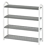 Mainstays 4-Tier Shoe Rack White Plastic Frame, Gray Coating, up to 12 ...