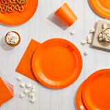 Serves 24 Orange Party Supplies with Paper Plates, Cups, and Napkins ...