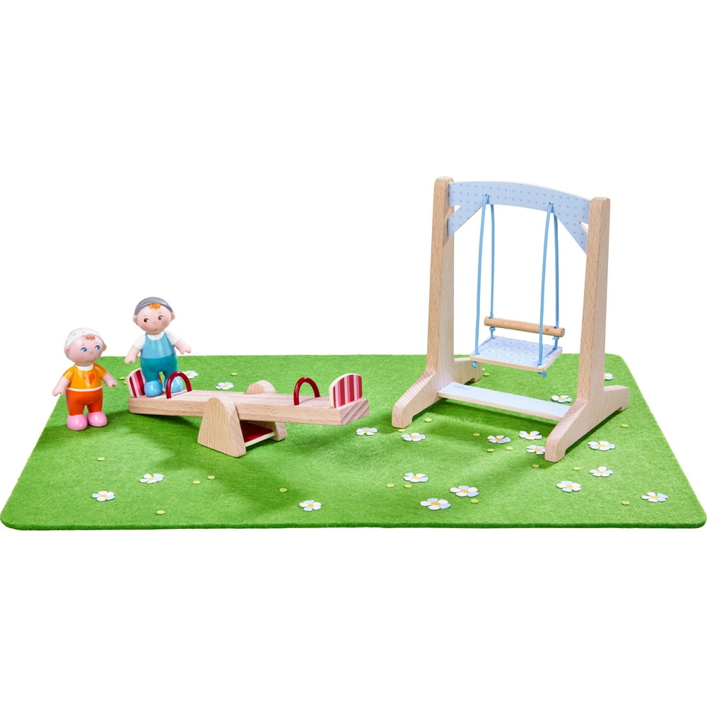 HABA Little Friends Playground Play Set with Swing, See-Saw, Meadow and ...