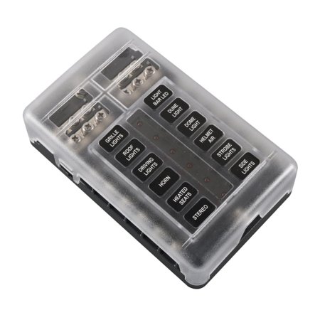 12 Way Fuse Box with Negative Terminals 12 Circuits Fuse Box Holder ...