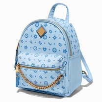 Claire's Small Blush Pink Backpack with Gemstones, Front Zipper Pocket ...