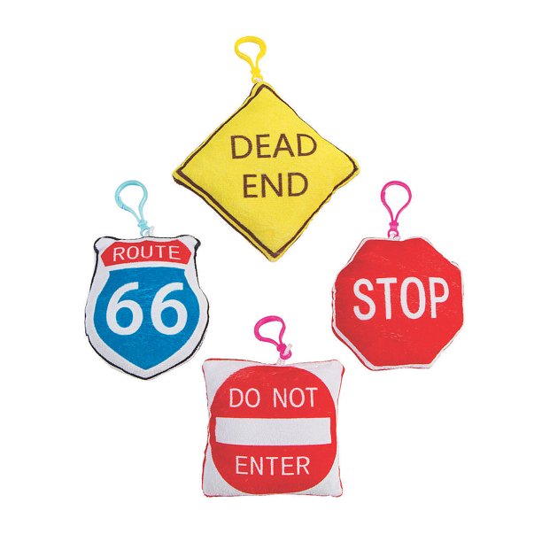 Plush Road Sign Backpack Clip Keychains, Birthday, Accessories, 12 Pcs ...