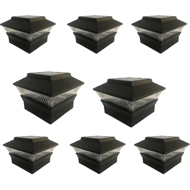 8 Pack Solar 4X4" Fence Post Cap Light with One LED Bulbs BLACK Garden ...