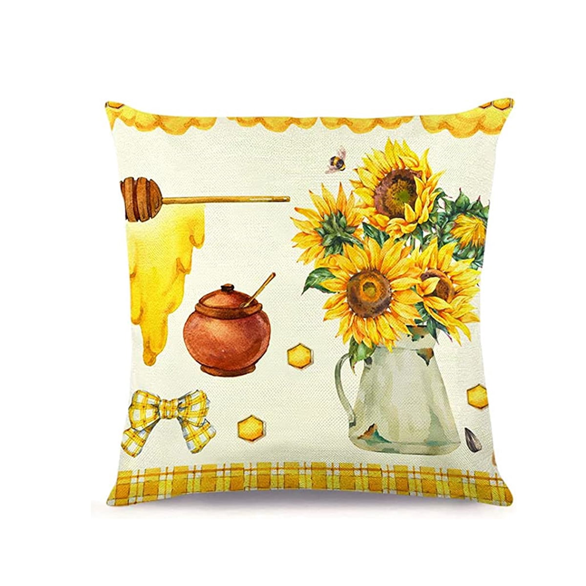 Bumble Bee Decor, Bee Pillow Covers, Decorative Spring Summer Sunflower ...