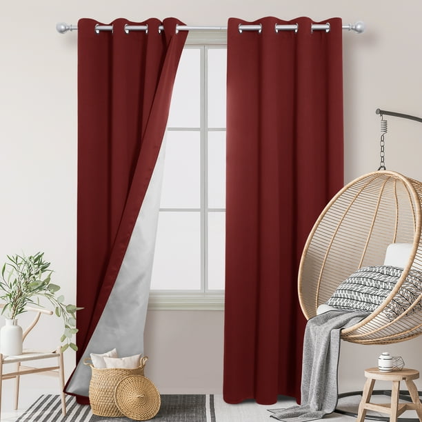 Deconovo Blackout Curtains with Silver Back Coating for Living Room ...