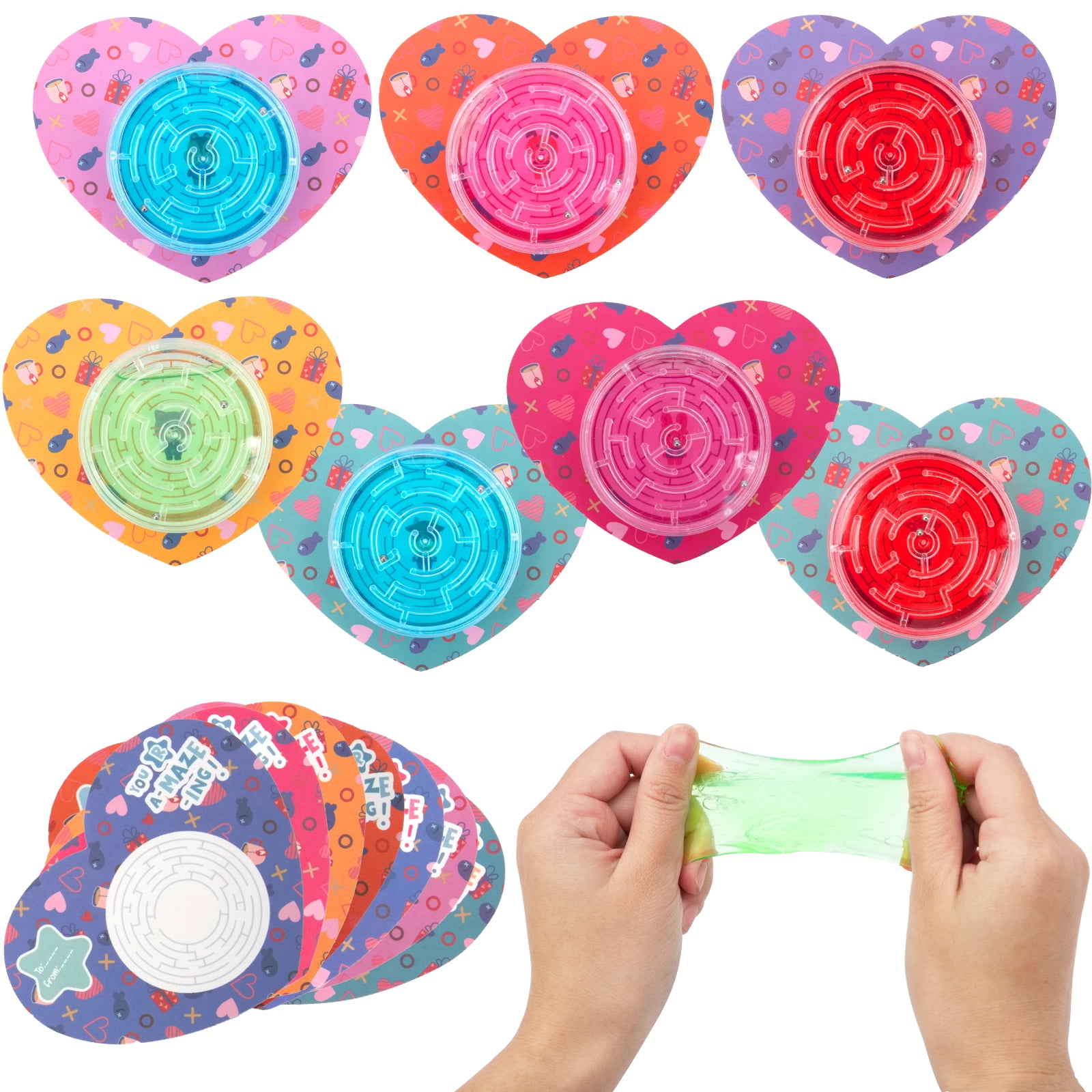 Simzone 28 Pcs Valentines Day Heart Slime Glow in The Dark, Multicolor ...