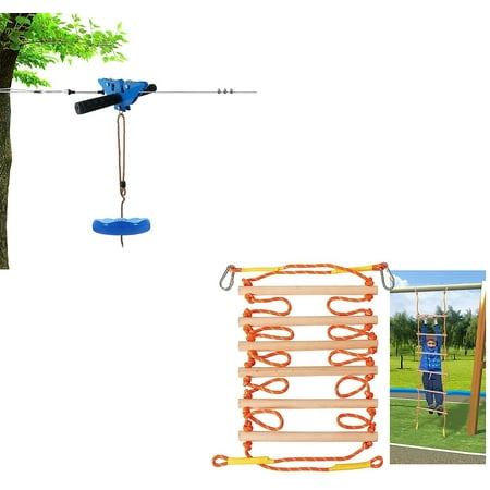HTAIGUO Zip line Kits for Backyard 98FT, Zip Lines for Kid and Adult ...