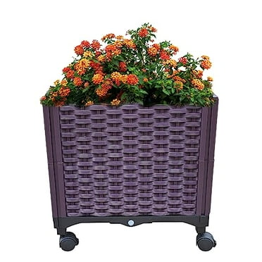 Lilypelle Mobile Raised Garden Bed, Planter Box with Trellis & Wheels ...