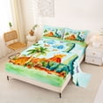 Aikeke Watercolor Dinosaur Bed Sheets 4-Piece, Cartoon Jungle Animal ...