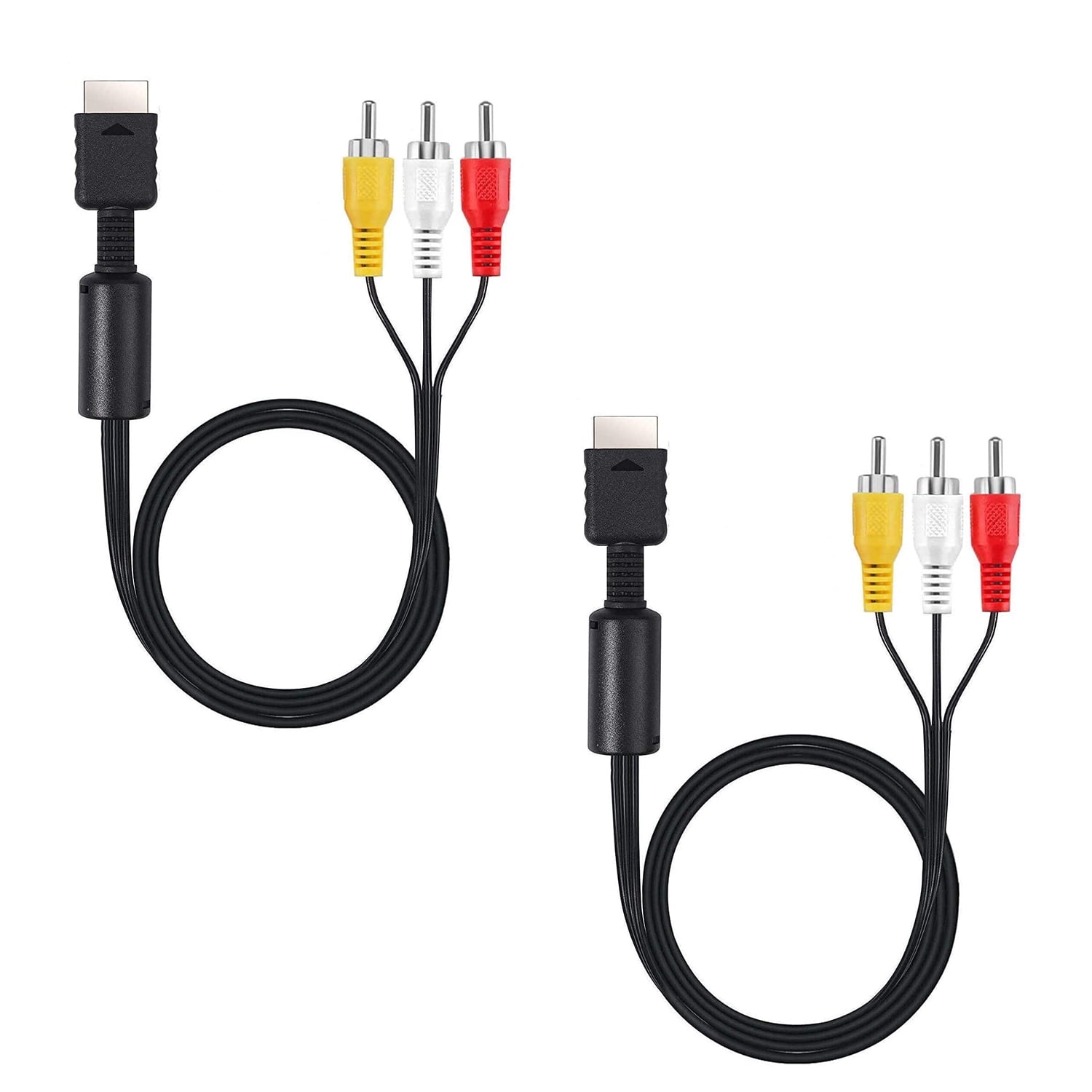 2PCS Slim PlayStation for PS1 PS2 PS3 AV Audio Video Cable Cord RCA A/V ...