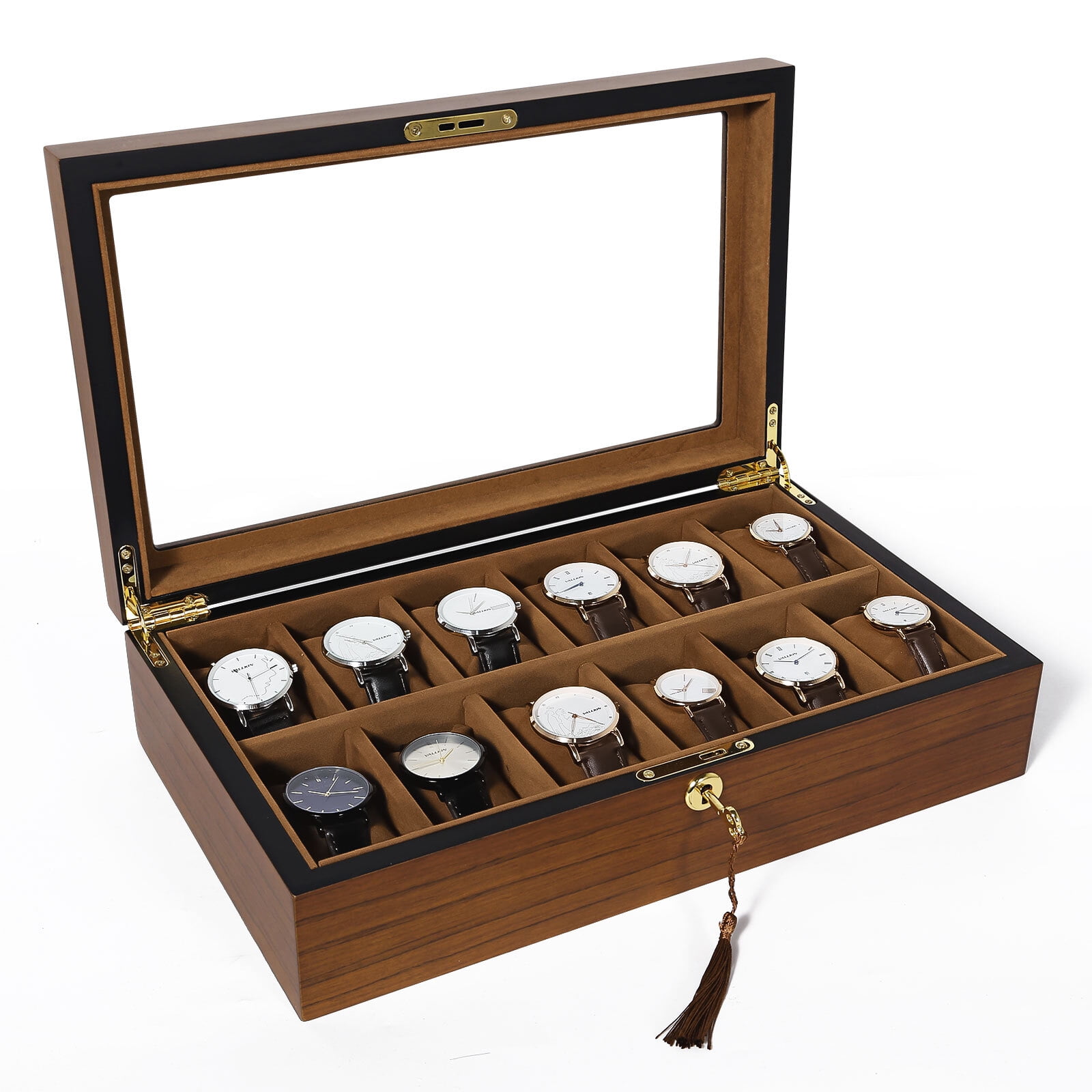 Uten Wood Watch Box, Watch Storage Case, Watch Organizer with Glass ...