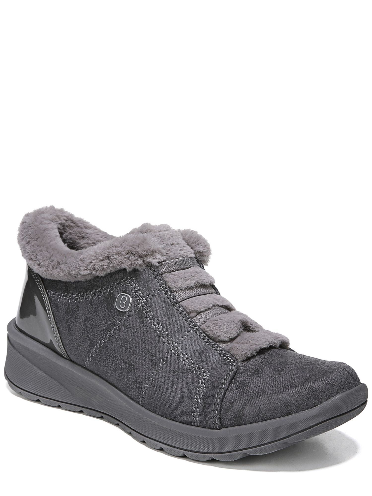 BZEES Womens Gray Fur Trim Round Toe Platform Booties 7 M - Walmart.com