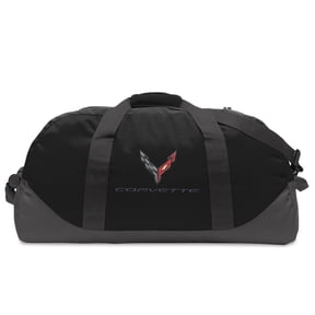 C7 Corvette Leather Duffel Bag with C7 Crossed Flags Logo Black and Red ...