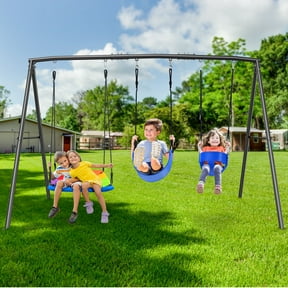 GIKPAL Swing Set with 1 Saucer and 1 Belt Swing Seat, 440lbs Swing Set ...