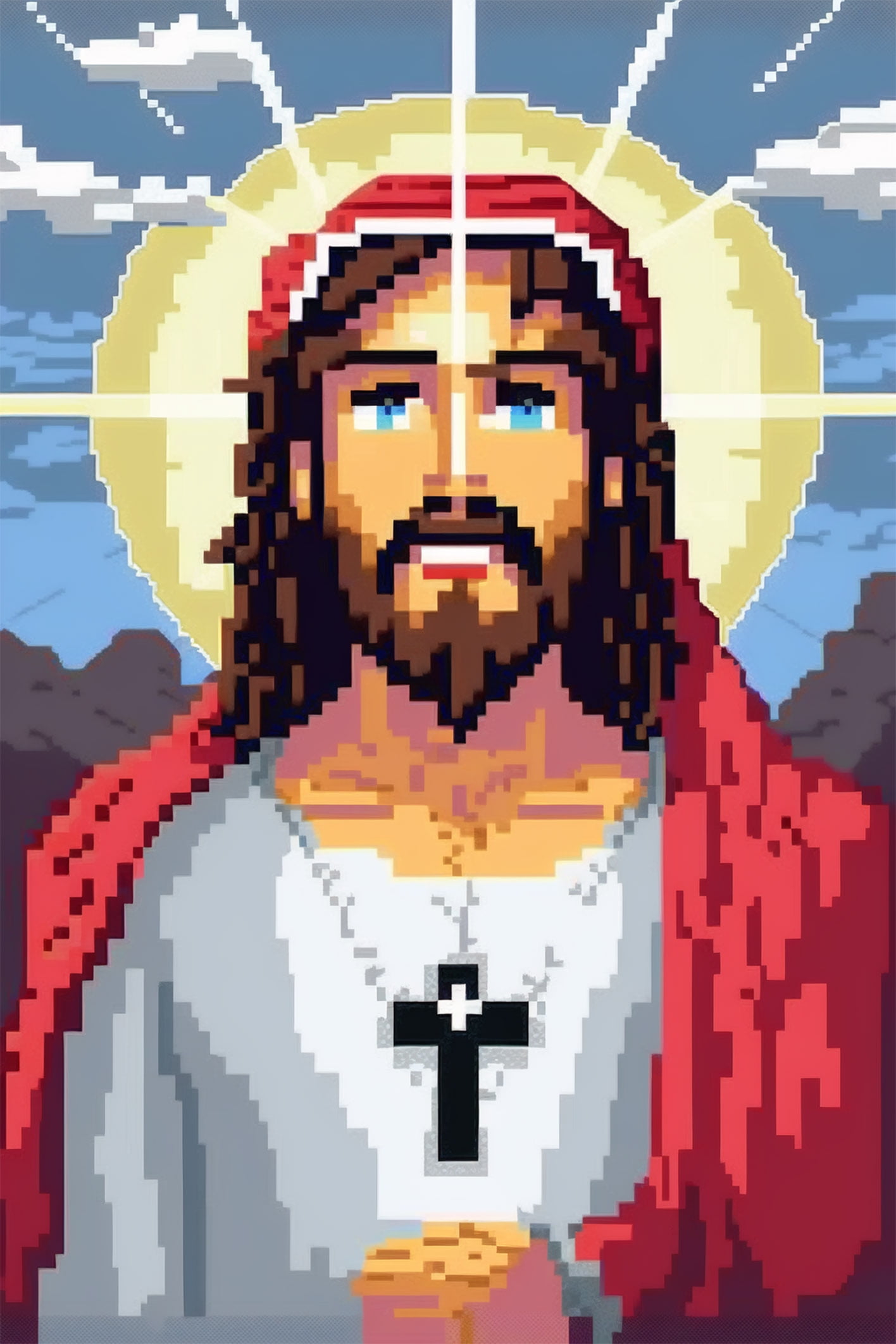 24x36 gallery poster, Jesus Christ 8 bit graphics p8 - Walmart.com
