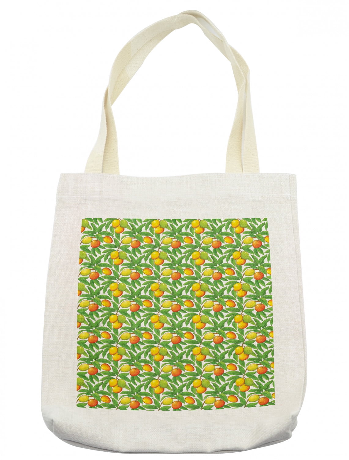 Fruit Tote Bag, Ripe Mango Silhouettes on Leafy Branches Botanical ...