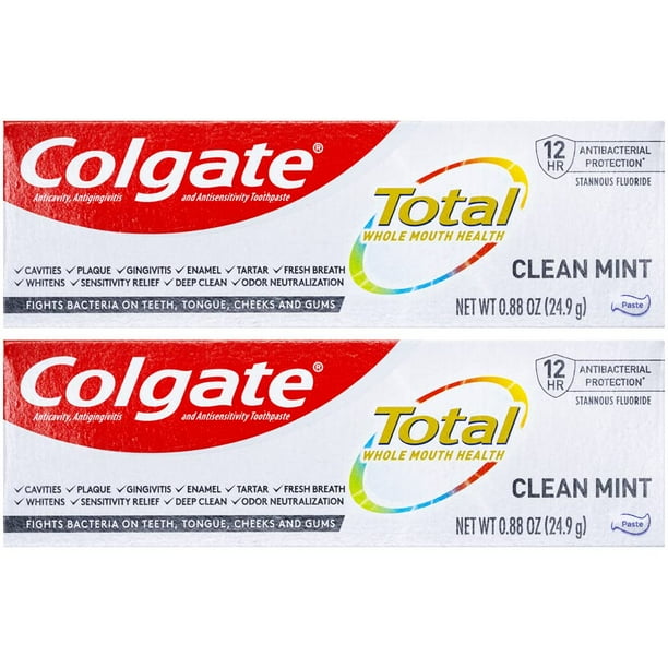 Colgate Total Toothpaste, Clean Mint, Travel Size 0.88 oz (24.9g ...