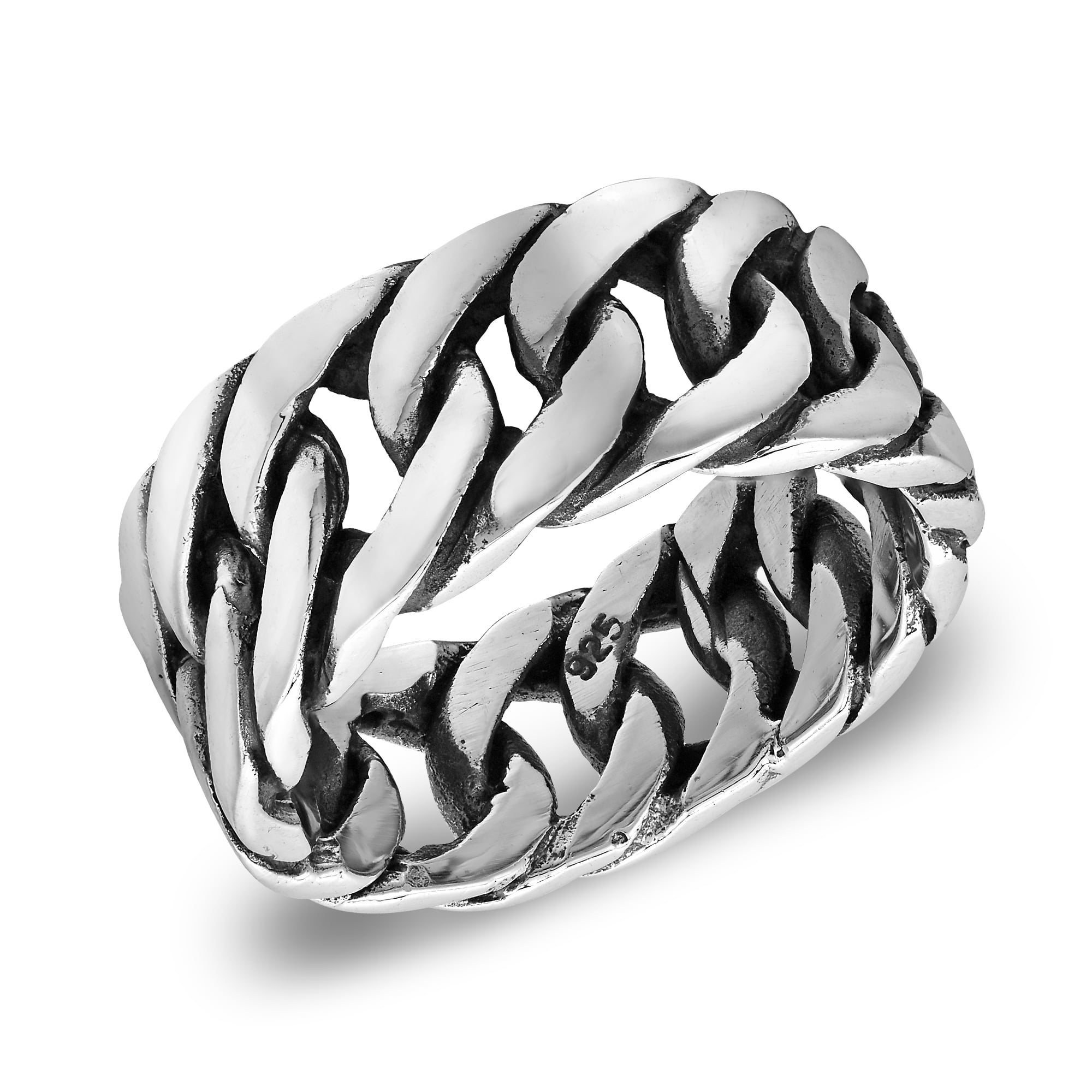 Mighty Strong Cable Braid Sterling Silver Chain Band Ring-9 - Walmart.com
