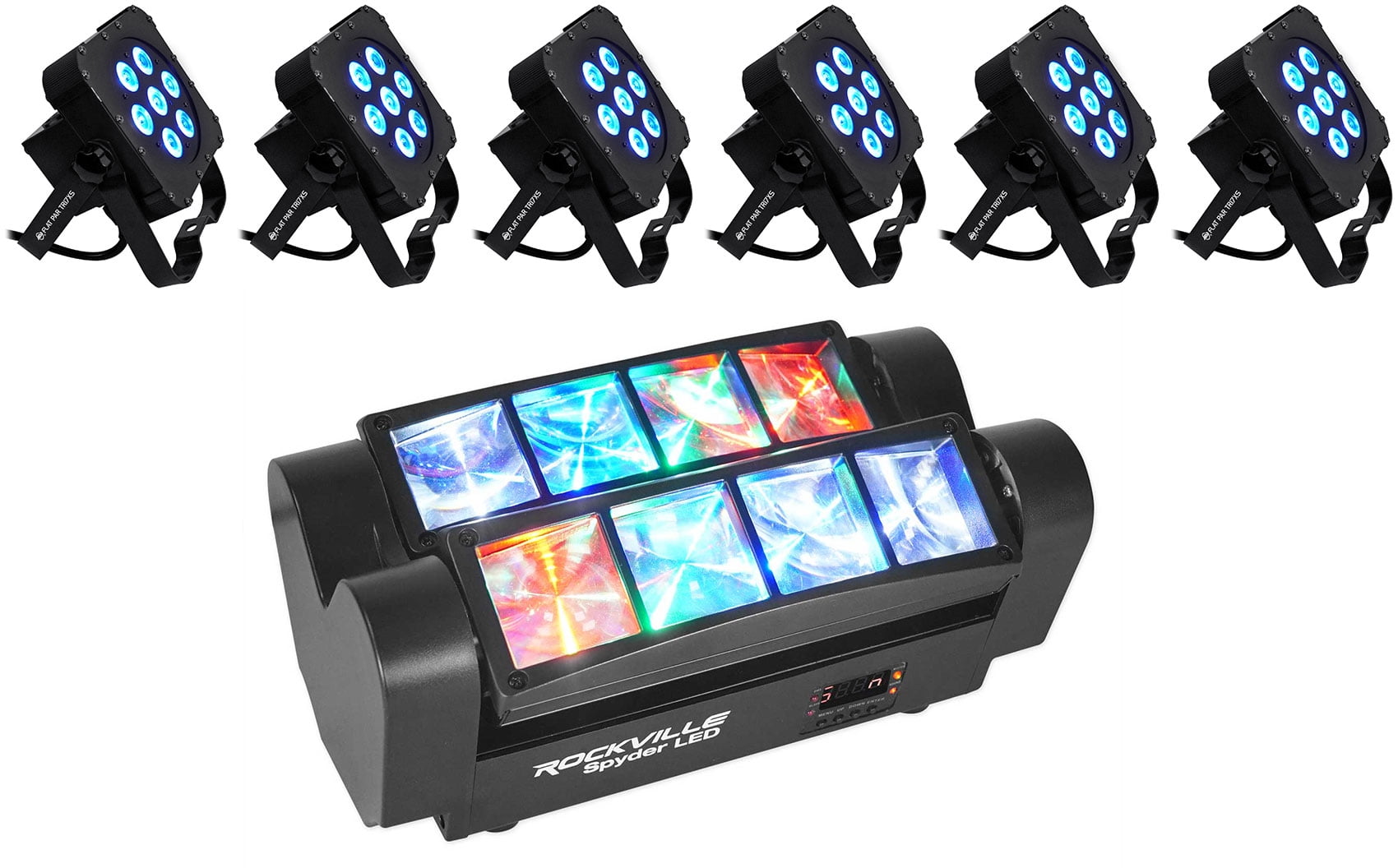 (6) American DJ ADJ Flat Par Tri 7XS Slim Par Can RGB Wash Lights ...
