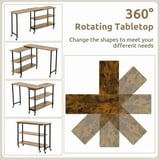 Finihen 360° Rotating Computer Desk with 2-Tier Storage Shelves, Small ...